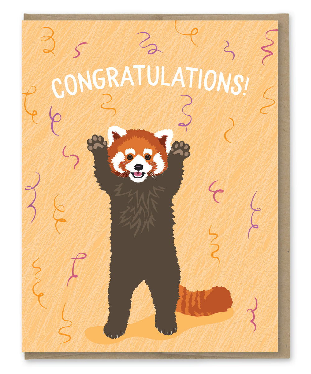 CONGRATS RED PANDA CARD – Modern Printed Matter